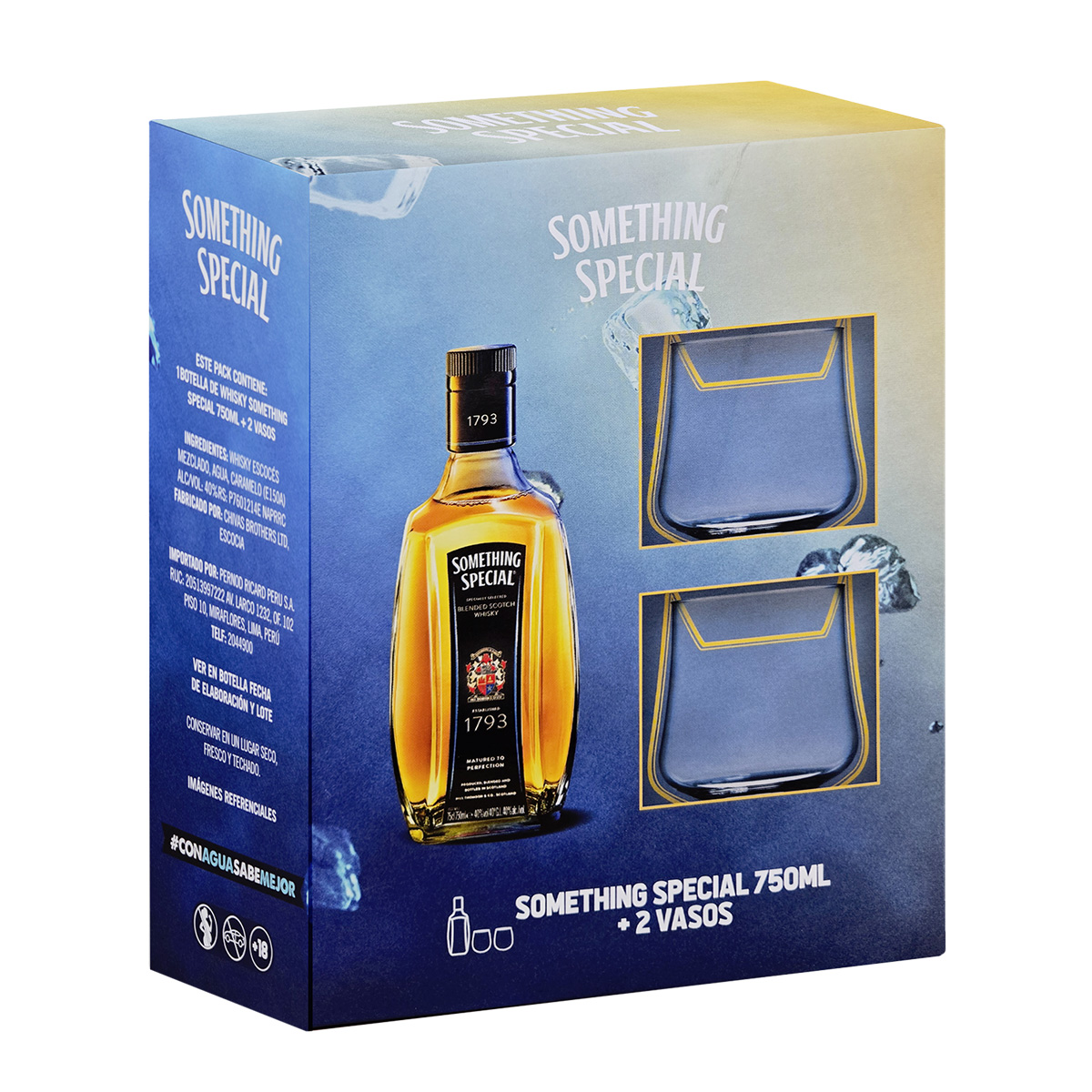 Pack Whisky Something Special 750 ml + 2 Vasos - Panuts